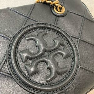 Tory Burch | Bags | Tory Burch Black Leather Mini Fleming Soft Chain ...